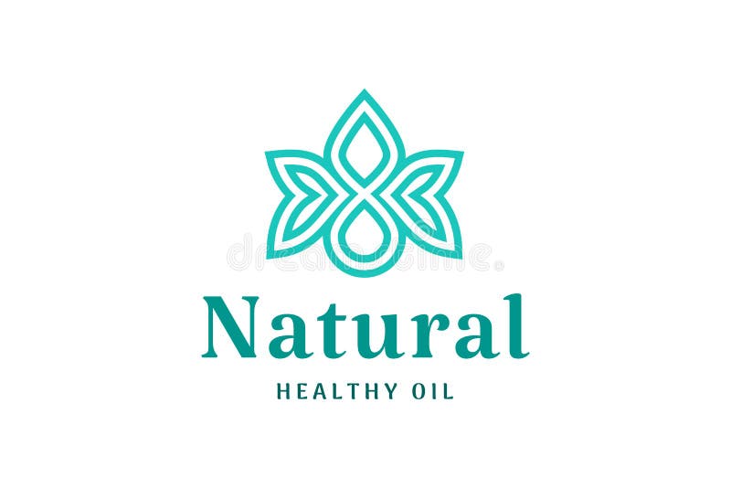 Natural Beauty Logo with Droplet and Leaf Shape Stock Vector ...