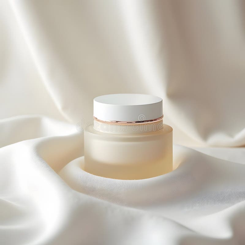Chic Cream a Minimalist Skincare Jar on Textured Fabric Stock ...
