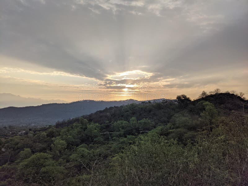 Natural Beauty with Sun Rise in Small Mountain Stock Image - Image of ...