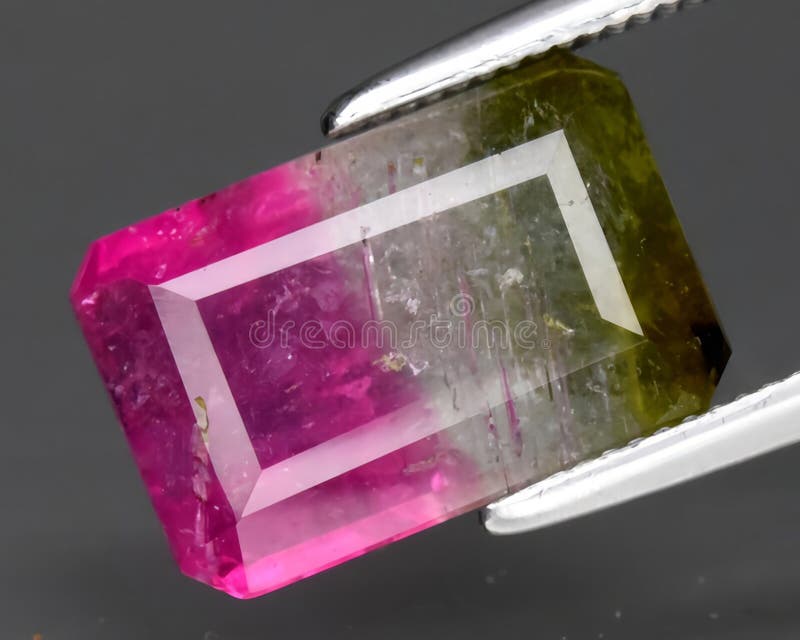 Natural Bi Color Tourmaline Gem on the Background Stock Photo - Image ...