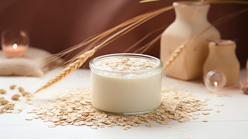 Natural Bio Cosmetics with Oats Extract. Cream with Extract of Oats ...