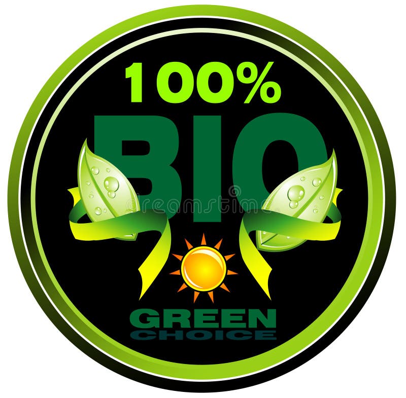 Natural and Bio symbol tag stock vector. Illustration of circle - 7859142