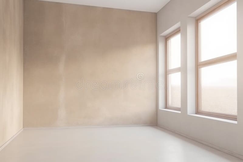 Minimal Blank Window Design Plaster Wall Room Beige Texture Light ...