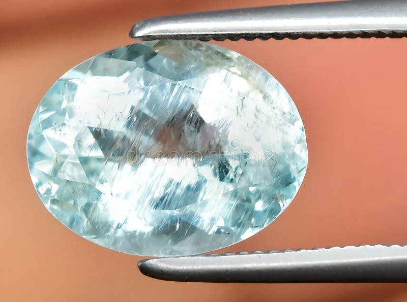 Natural Blue Aquamarine Beryl on the Background Stock Illustration ...