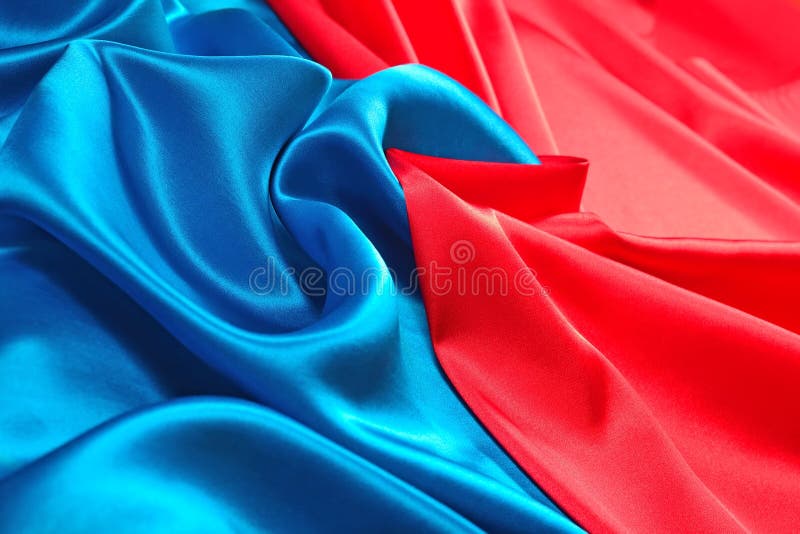 Natural Blue and Red Satin Fabric Texture Stock Image - Image of pleats ...