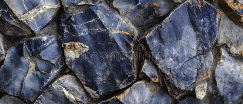 Natural Blue Stone Wall with Varied Textures and Patterns in Daylight ...