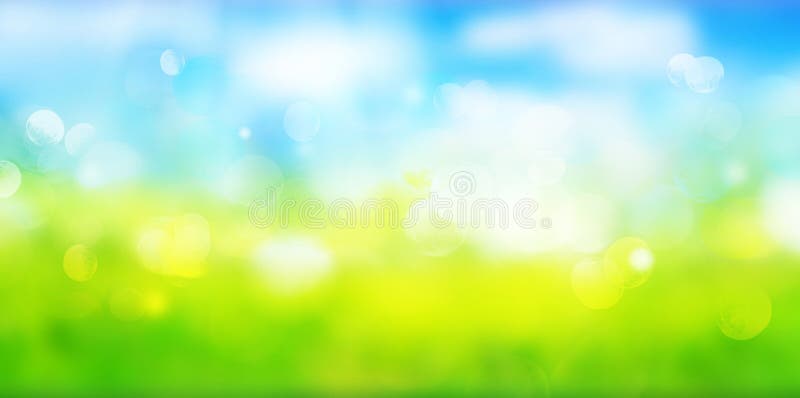 Natural Blurred Abstract Background, Green Field and Blue Sky Soft ...