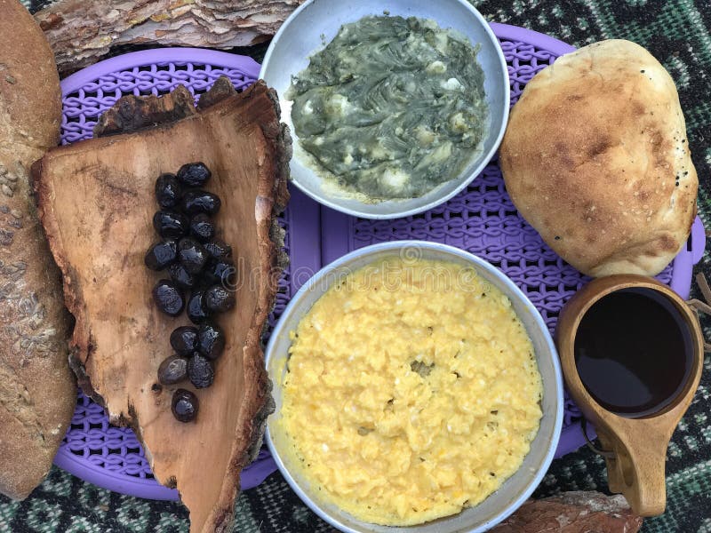 Natural breakfast table stock photo. Image of table, camping - 99145052