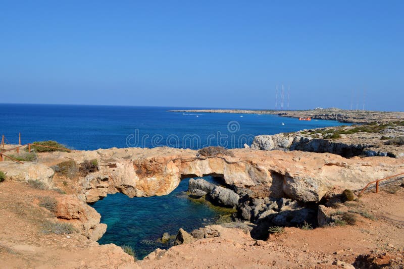 Natural bridge in Cyprus stock photo. Image of plants - 32615448