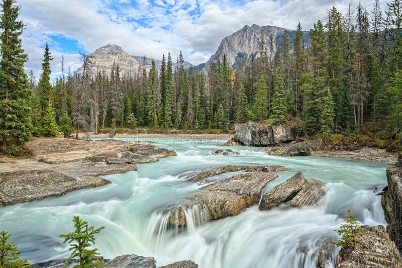 Natural Bridge with Mount Stephen Stock Image - Image of canadian ...