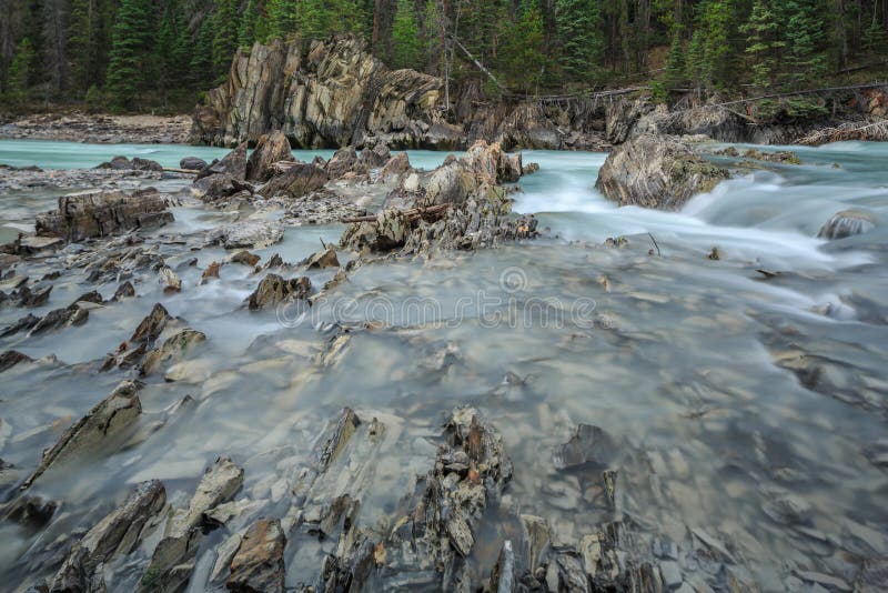 Natural Bridge with Mount Stephen Stock Image - Image of peak ...