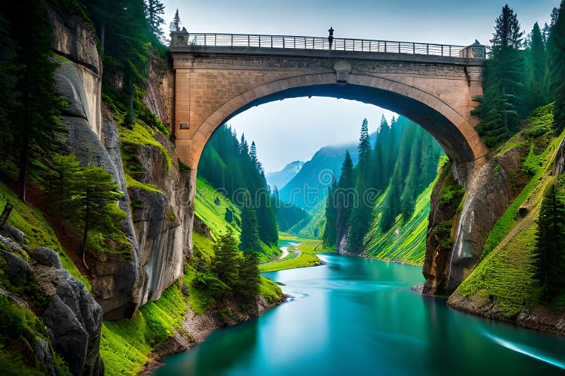 A Natural Bridge Spanning a Narrow River Gorge, Created by the ...