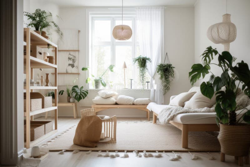 Natural, Calming Design for Clutter-free Space Stock Illustration ...