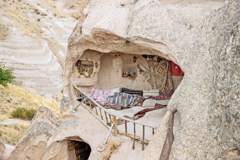 Cave House in Uchisar Cappadocia Stock Image - Image of sandstone ...