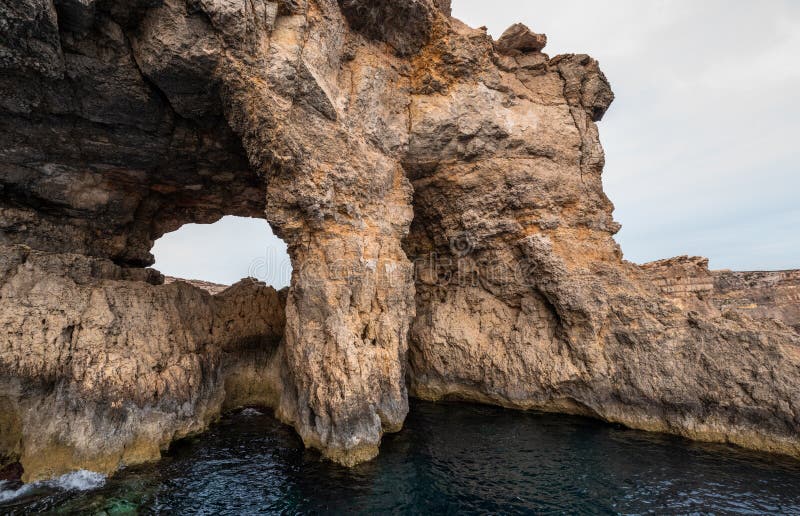Comino Caves Natural Malta stock image. Image of coastline - 128343199