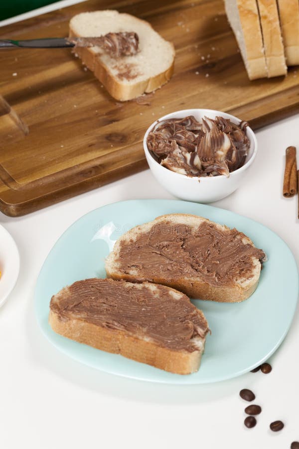 Natural Chocolate Paste with Cocoa during Breakfast Stock Image - Image ...