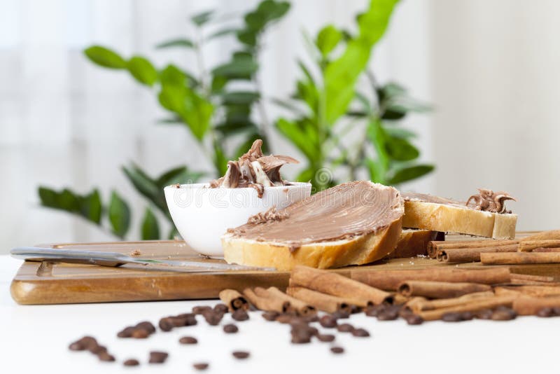 Natural Chocolate Paste with Cocoa during Breakfast Stock Photo - Image ...