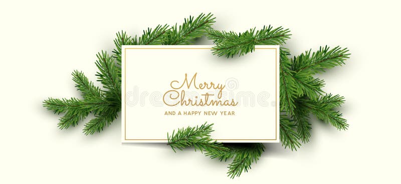 Natural Christmas Note Invitation with Spruce Cuttings Vector Stock ...