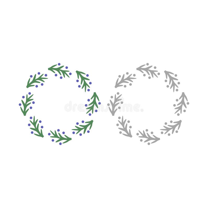 Natural Christmas Wreath Design Elements Collection Isolated on White ...