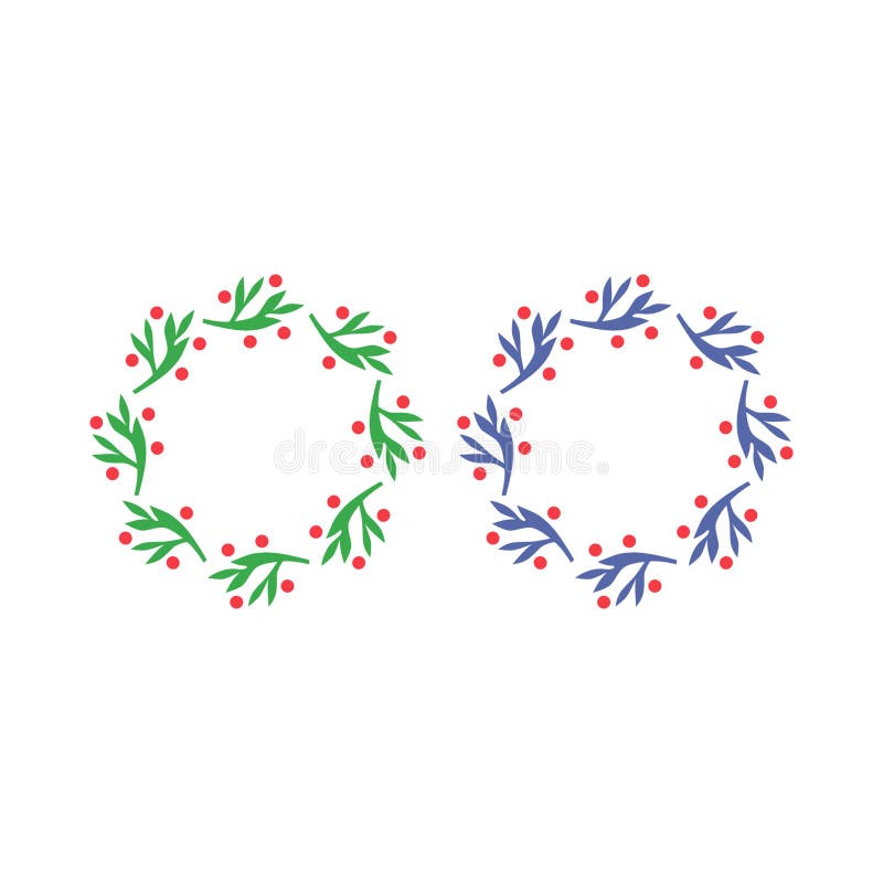 Natural Christmas Wreath Design Elements Collection Isolated on White ...