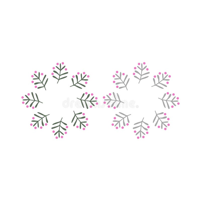 Natural Christmas Wreath Design Elements Collection Isolated on White ...