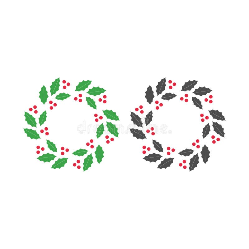 Natural Christmas Wreath Design Elements Collection Isolated on White ...