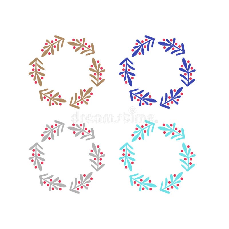 Natural Christmas Wreath Design Elements Collection Isolated on White ... Natural Christmas Wreath Design Elements Collection Isolated on White ...