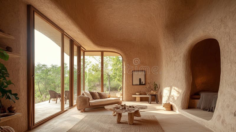 Natural Clay Walls in Eco Living Space. Stock Photo - Image of ...