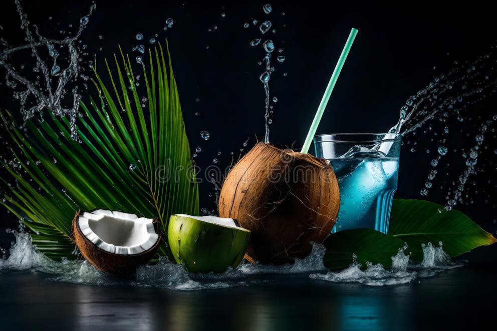 Natural Coconut Refreshment Stock Illustration - Illustration of light ...