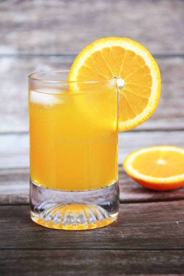 Natural Cold Orange Drink in a Glass Glass Stock Photo - Image of ...