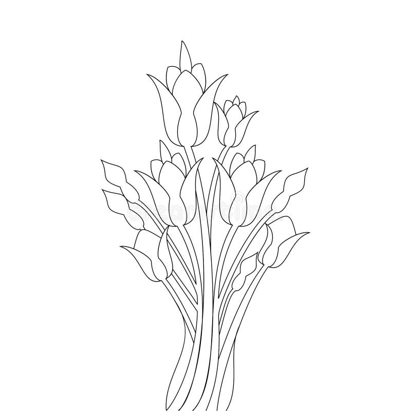 Natural Coloring Page Flower Illustration with Line Drawing Artwork ...