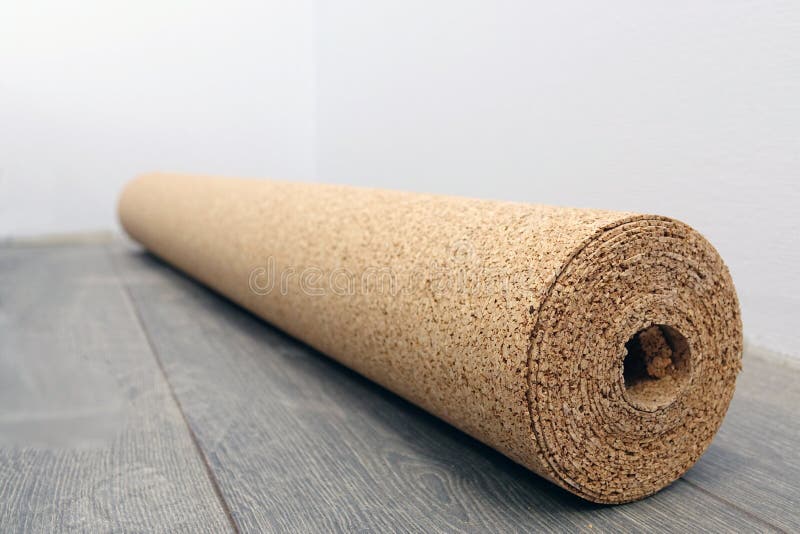 Natural Cork Substrate on the Floor with Laminate Stock Photo - Image ...