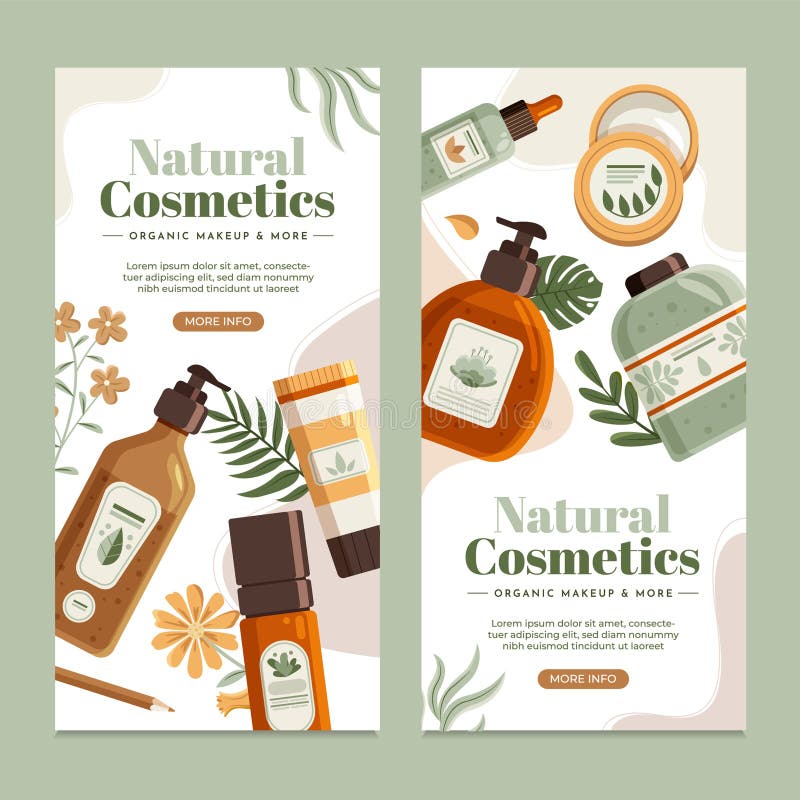 Natural Cosmetics Banners in Flat Design Stock Illustration ...