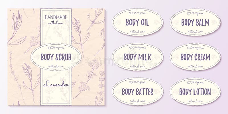 Natural Cosmetics Design Kit with Seamless Pattern and Logo Templates ...
