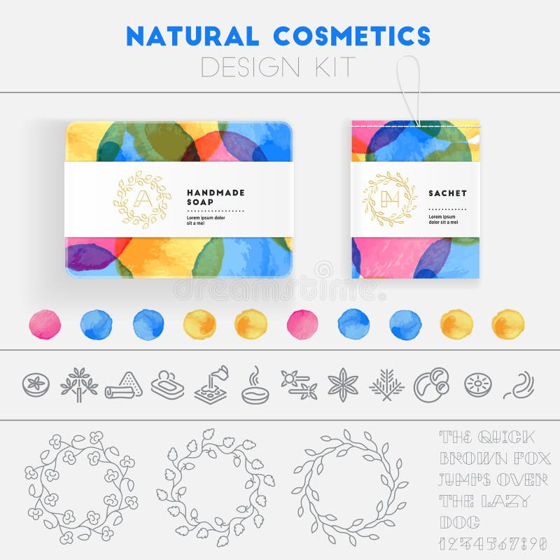 Natural Cosmetics Design Kit Stock Illustration - Illustration of ...
