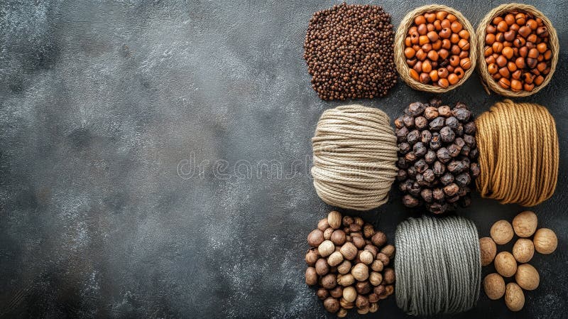 Natural Craft Materials Arranged in Various Textures and Colors on a ...
