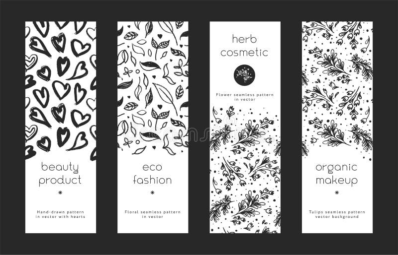 Natural Cosmetic Label Tag with Tender Floral Pattern and Hand Drawn ...