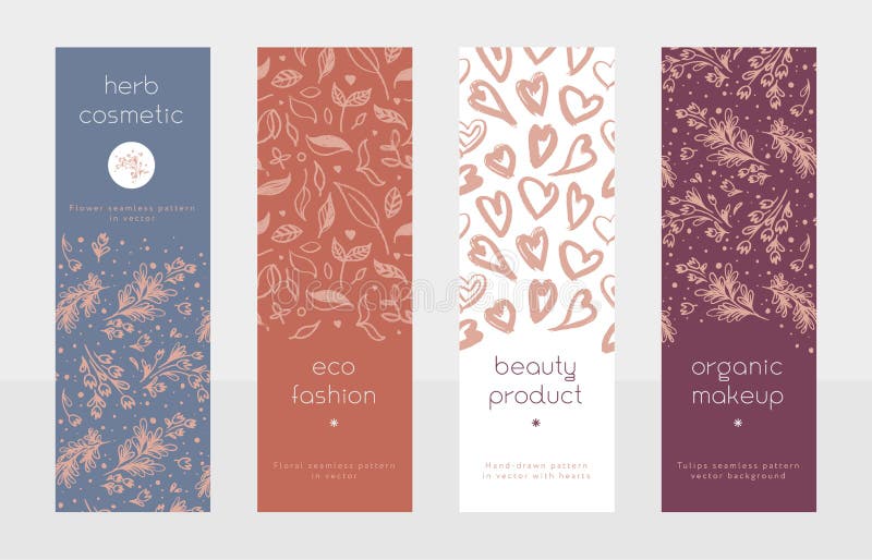 Natural Cosmetic Label Tag with Tender Floral Pattern and Hand Drawn ...