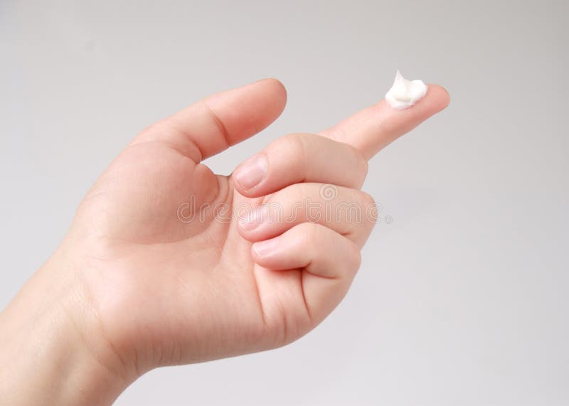 Natural cream on finger stock image. Image of palm, moisturizer - 74290073