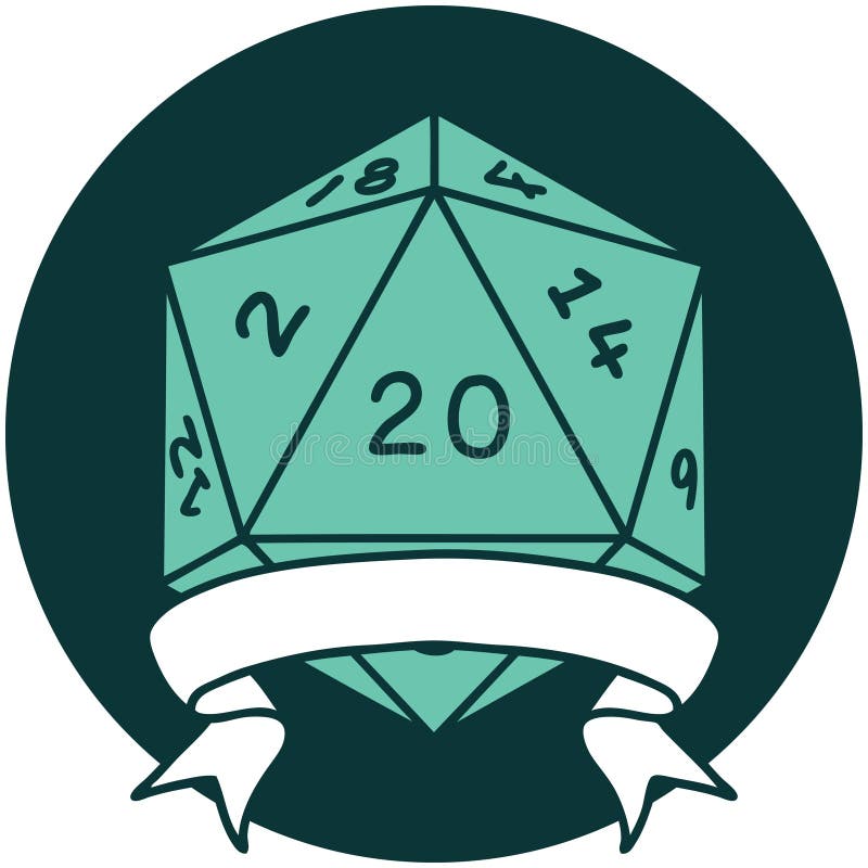 Natural 20 Critical Hit D20 Dice Roll Icon Stock Vector - Illustration ...