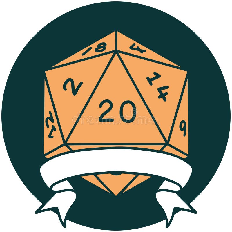 Natural 20 Critical Hit D20 Dice Roll Illustration Stock Vector ...