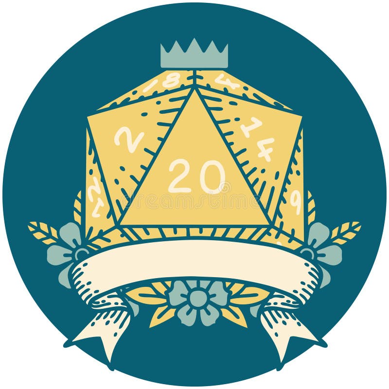 Natural 20 Critical Hit D20 Dice Roll Illustration Stock Vector ...