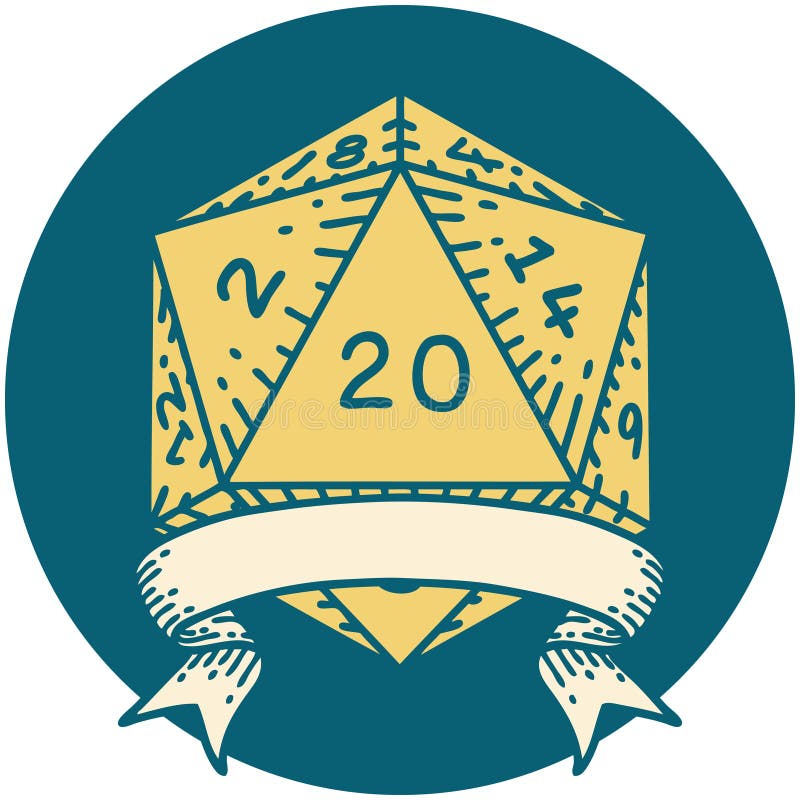 Natural 20 Critical Hit D20 Dice Roll Illustration Stock Vector ...