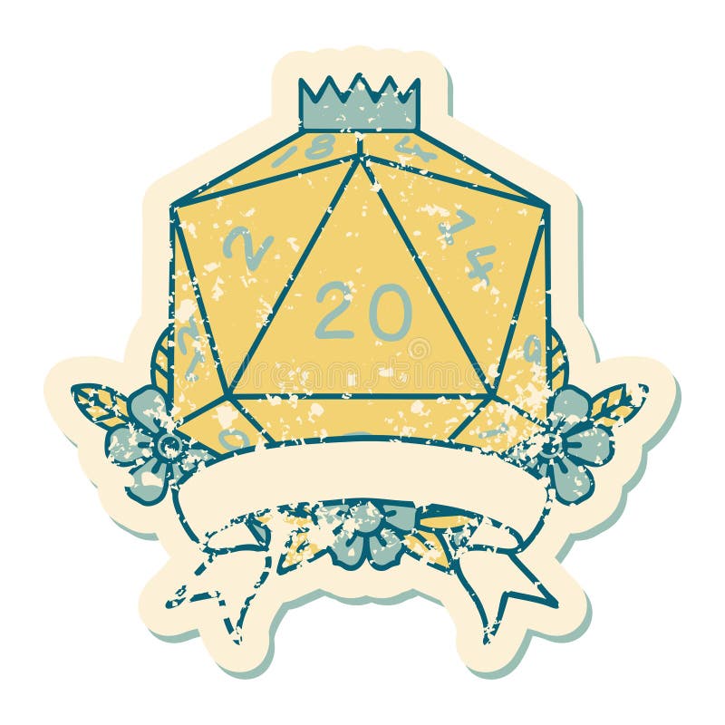 Natural 20 Critical Hit D20 Dice Roll Illustration Stock Vector ...
