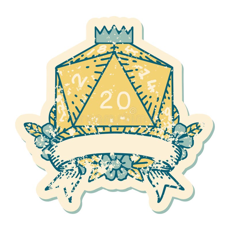 Natural 20 Critical Hit D20 Dice Roll Illustration Stock Vector ...