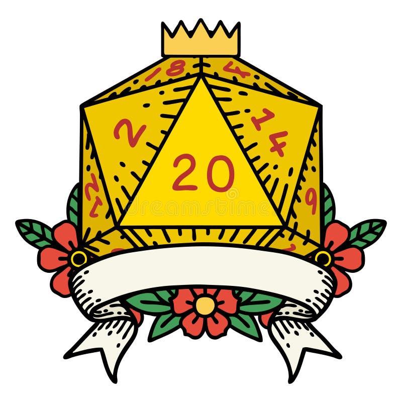 Natural 20 Critical Hit D20 Dice Roll Illustration Stock Vector ...