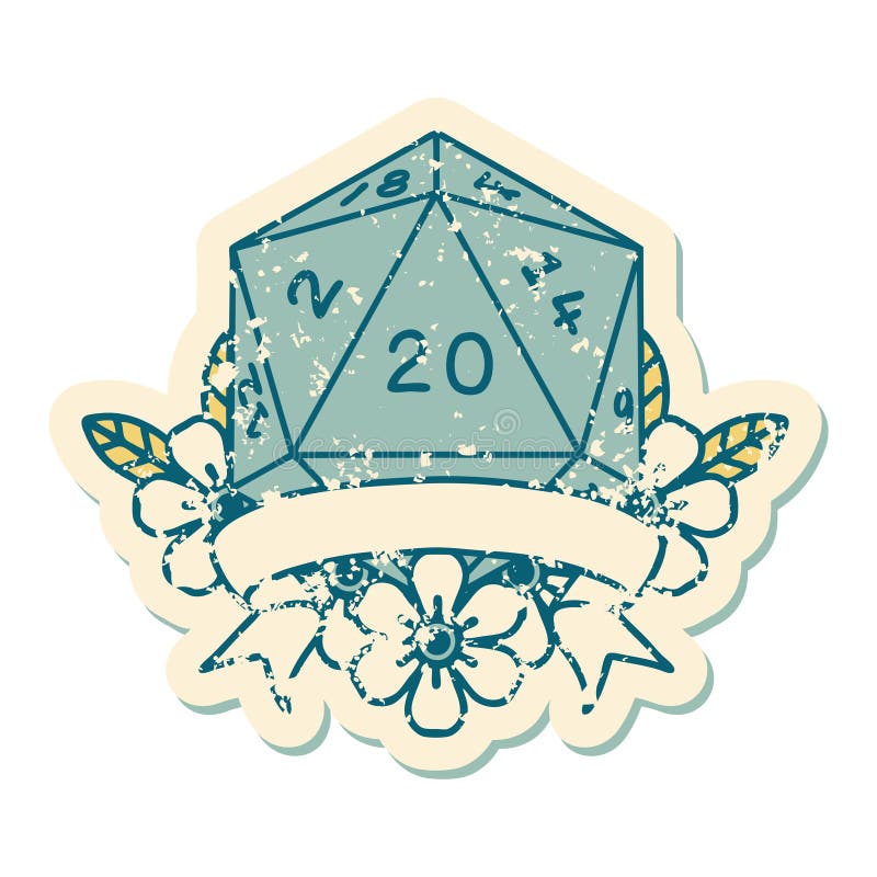 Natural 20 Critical Hit D20 Dice Roll Illustration Stock Vector ...