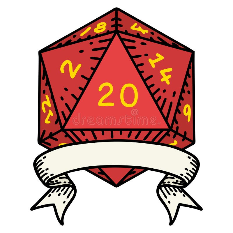 Natural 20 Critical Hit D20 Dice Roll Illustration Stock Vector ...