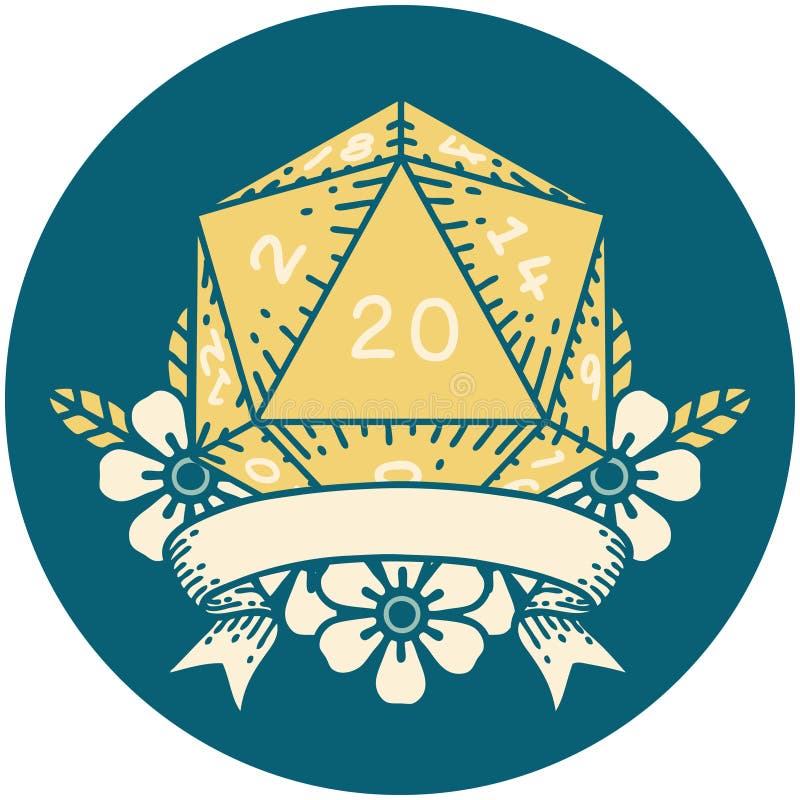Natural 20 Critical Hit D20 Dice Roll Illustration Stock Vector ...