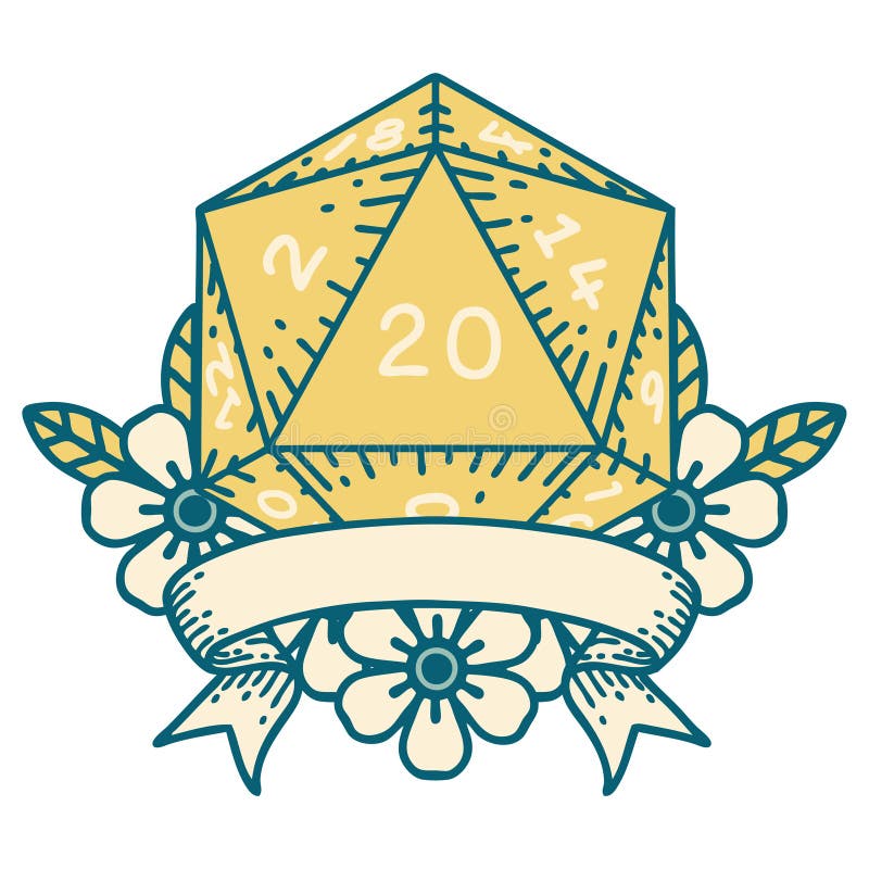 Natural 20 Critical Hit D20 Dice Roll Illustration Stock Vector ...